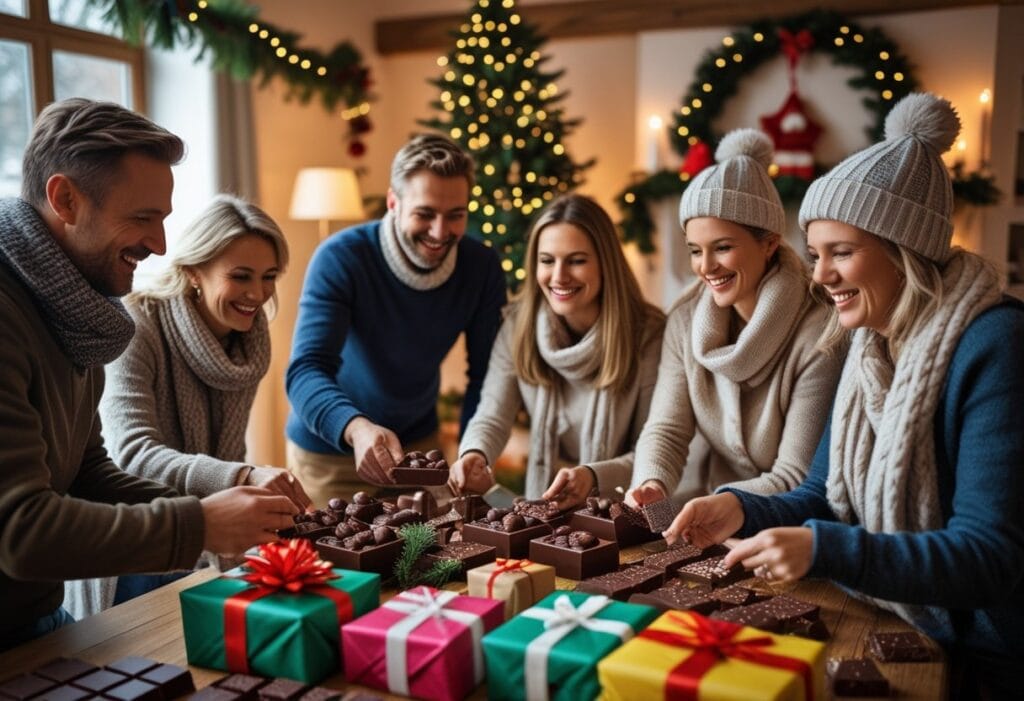 Sjove ideer til julefrokostlege med chokolade med billede gaver som præmier